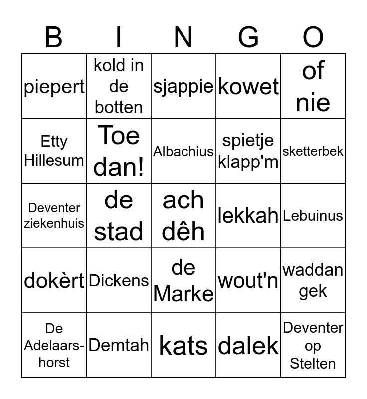 De Marke Bingo Card