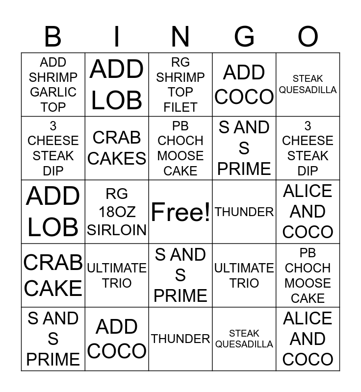 BIG AUSTRALIA DINGO Bingo Card