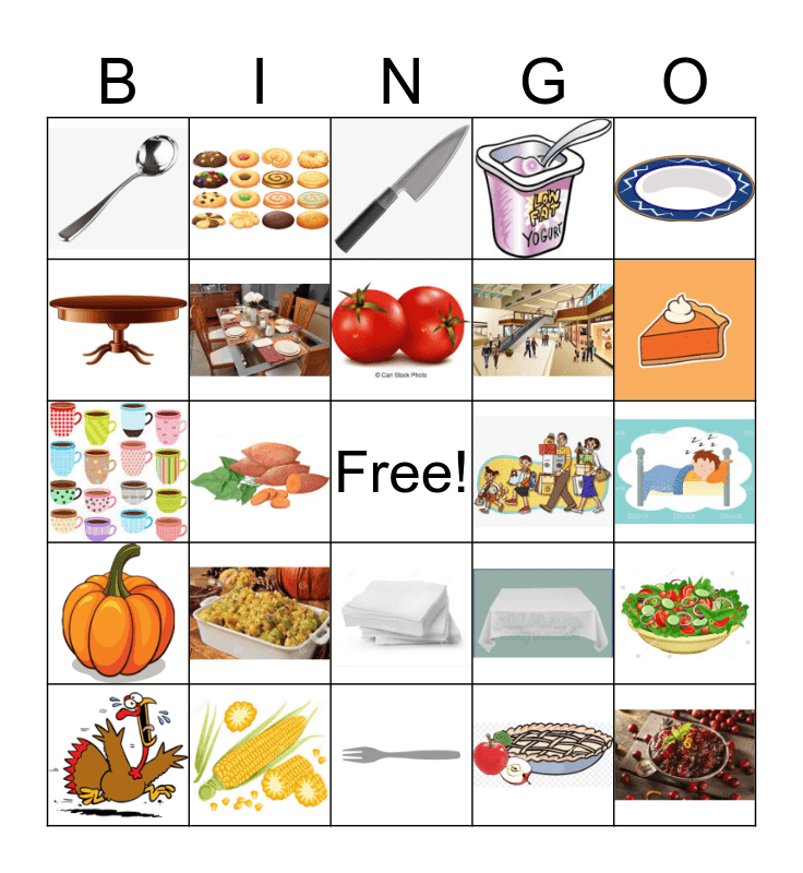 día de acción de gracias Bingo Card