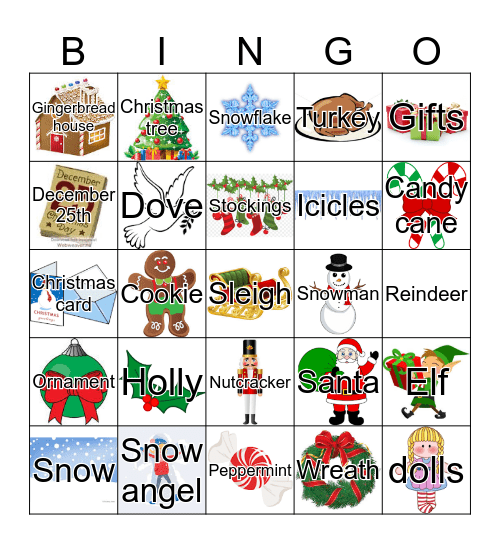 Christmas Bingo with Images Bingo Card