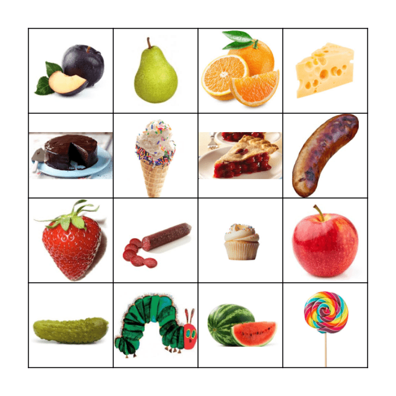 The Very Hungry Caterpillar Bingo Card