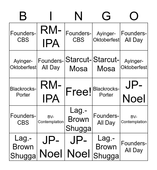 Draft Bingo Card