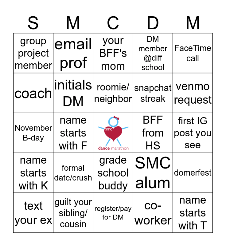 Giving Tuesday BINGO Card