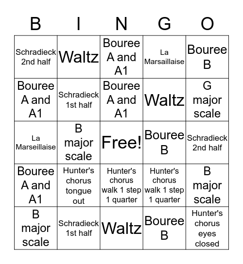 Oliver's practice bingo Card