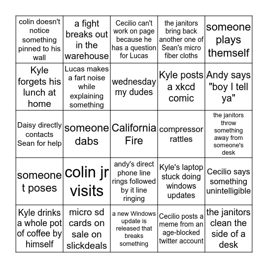 IT Bingo Card