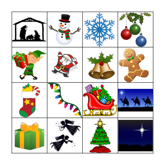 Christmas Themed Bingo Card