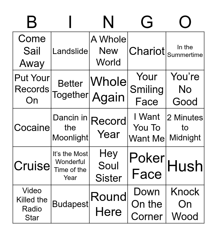 Bingo 58-5 Bingo Card