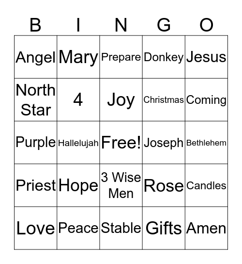 ADVENT BINGO! Bingo Card