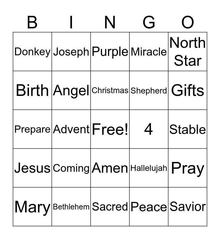 ADVENT BINGO! Bingo Card
