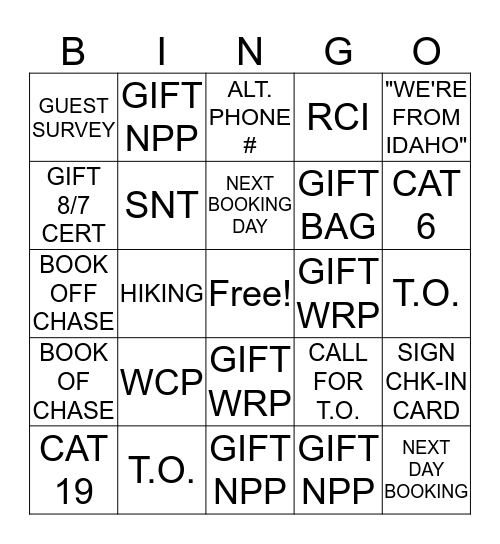 Thristy Thursday Bingo Card