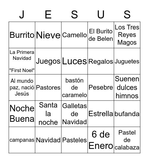 Feliz Navidad Bingo Card