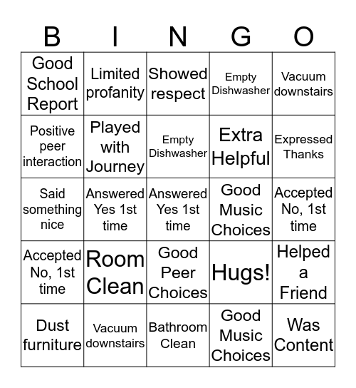 Motivation Bingo Card