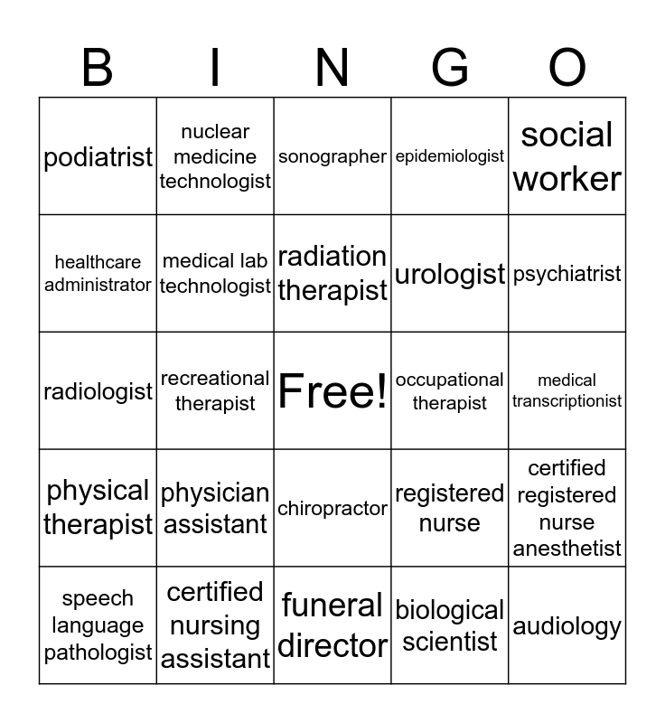 PHS Careers Bingo Card