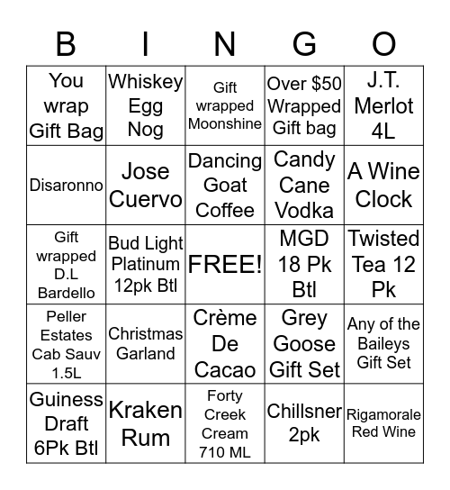 South Broadway Liquor Store Bingo Card