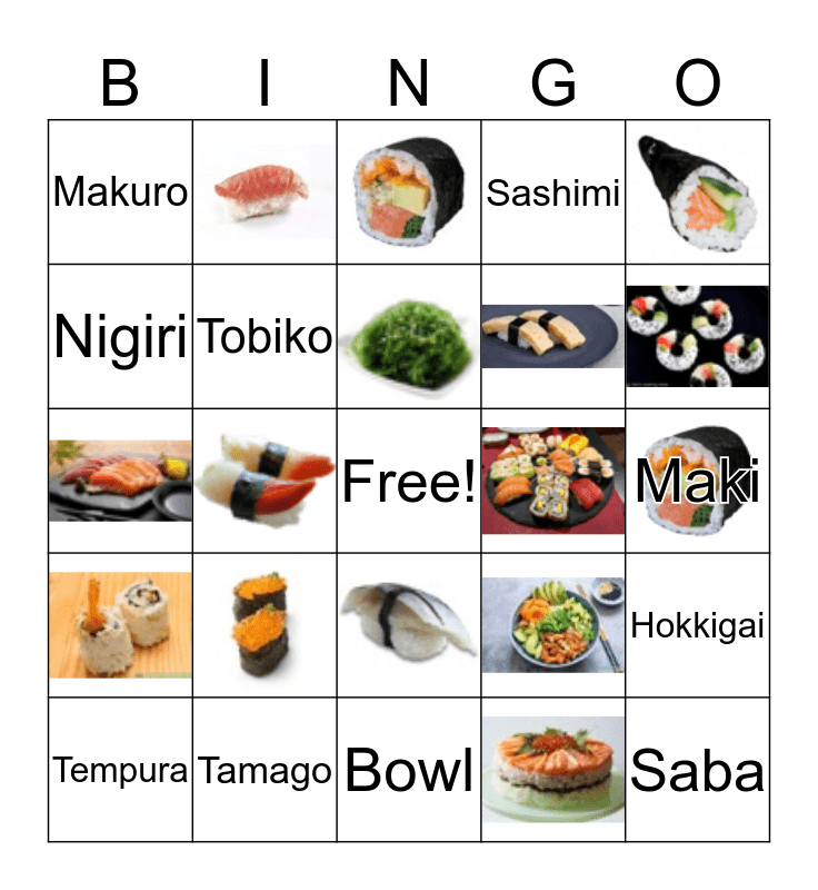 Sushi Bingo Card