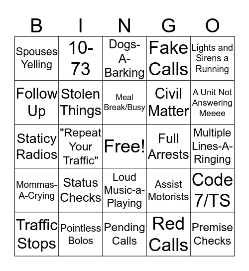 Police Bingo: Christmas Edition Bingo Card
