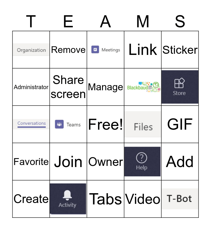Microsoft Teams Bingo Card