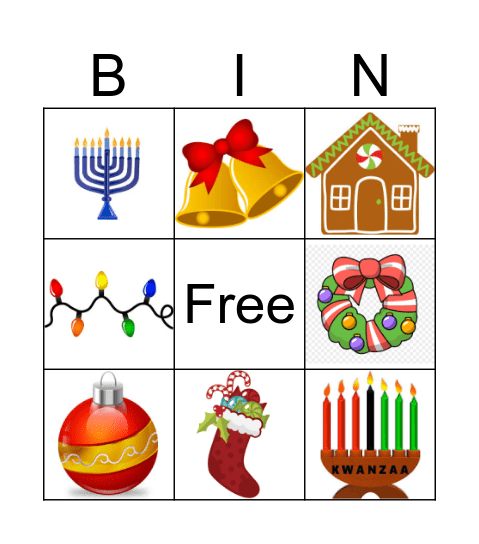 1st Grade Holiday Bingo Card