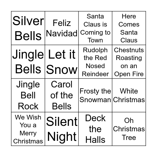 Holiday Song Bingo! Bingo Card