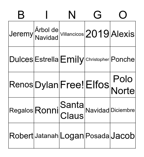 Feliz Navidad Bingo Card