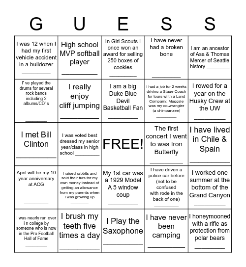 GUESS WHO?!? SCAVENGER HUNT Bingo Card