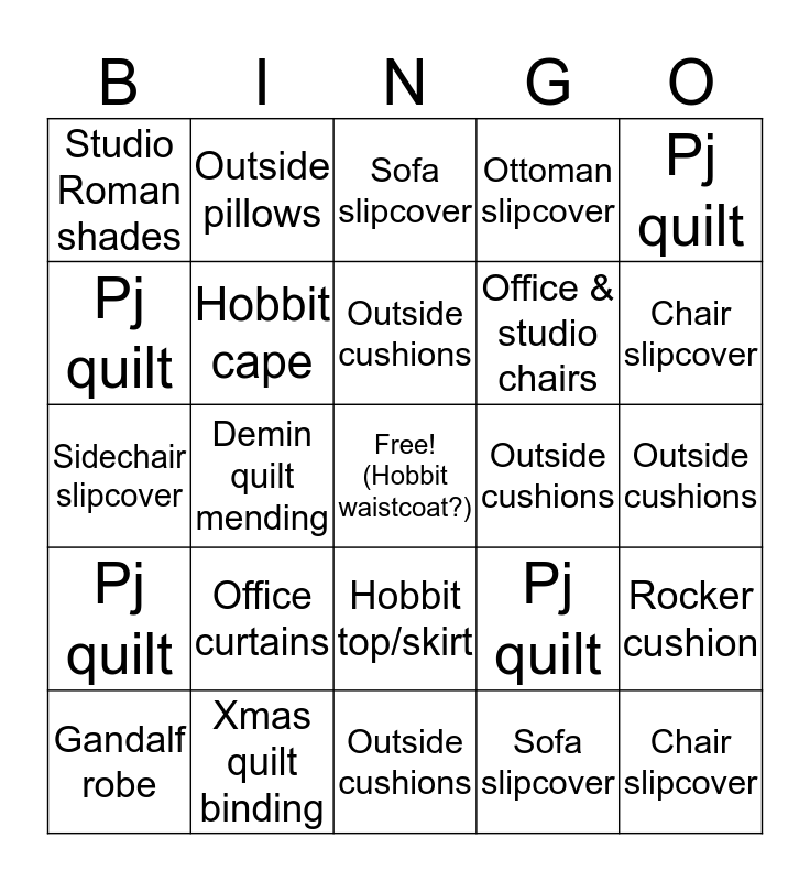 2019 Studio UFO or Bust Bingo Card