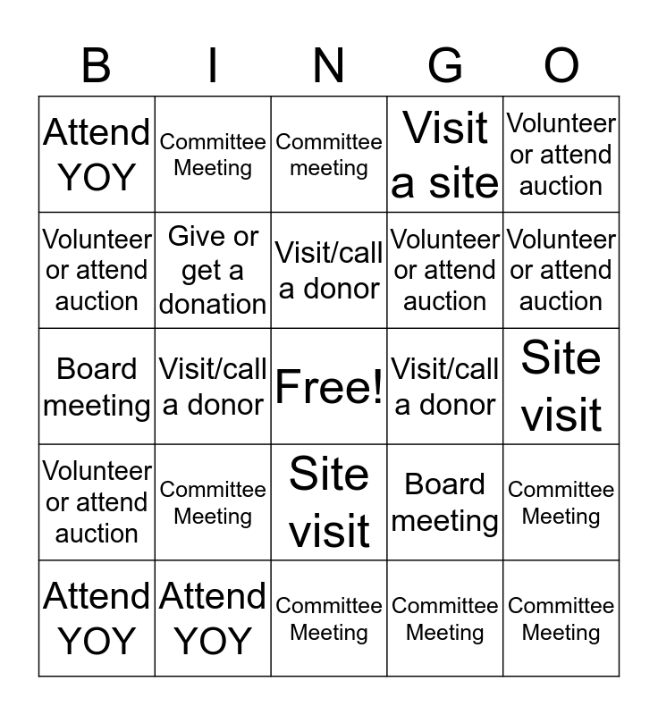 Board member bingo! Bingo Card