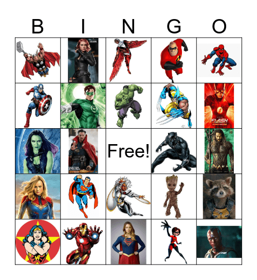 Super Heroes Bingo Card