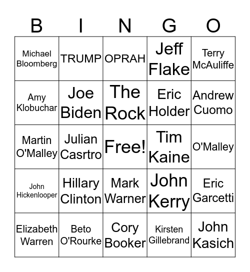 Candidate BINGO Card