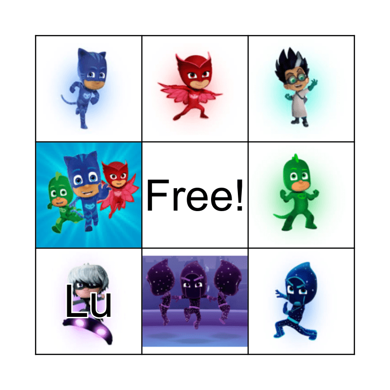 PJ Mask Bingo! Bingo Card