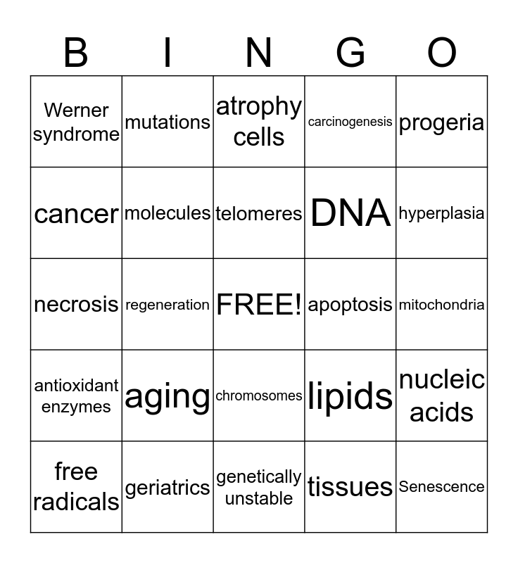 Cells & Aging Bingo Card