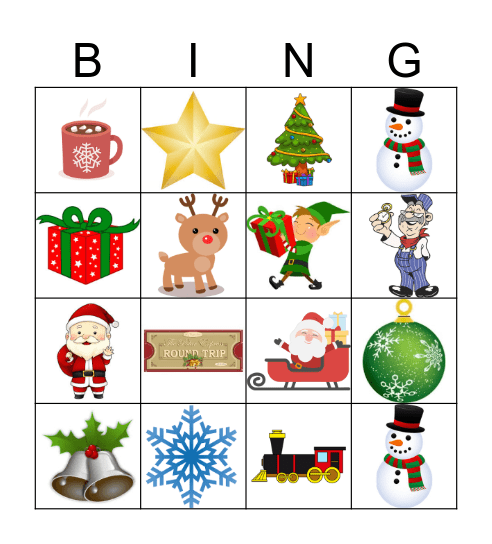 Polar Express Bingo Card