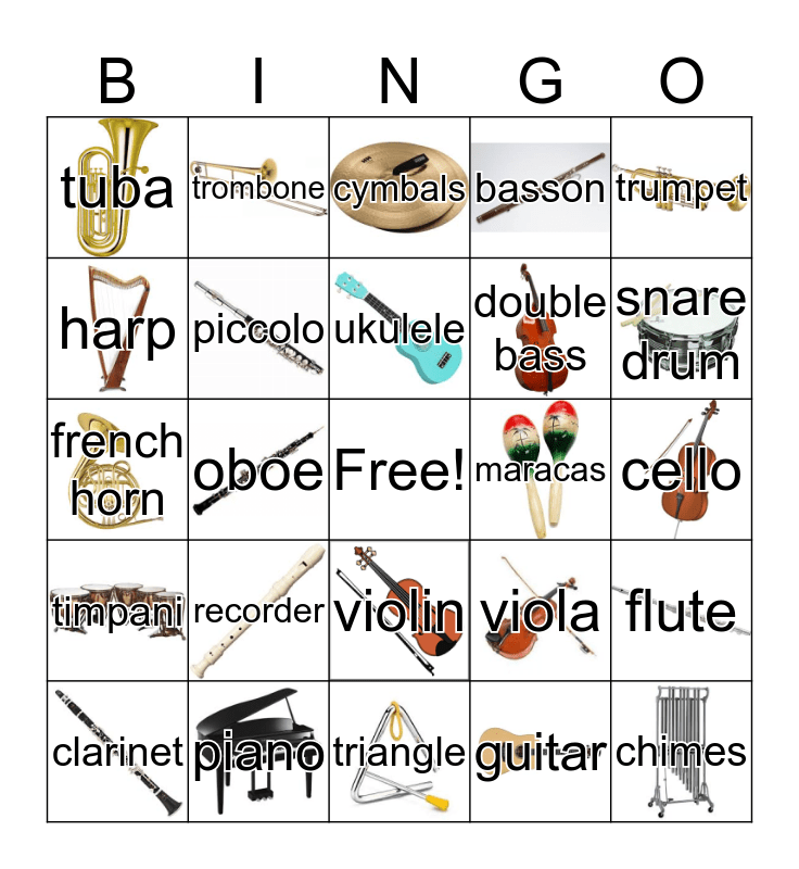 Orchestra Bingo Card