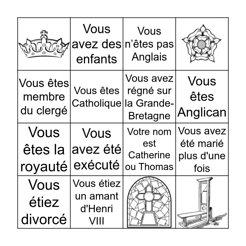 Avez-vous survécu la cour Tudor? Bingo Card