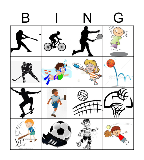 Second Grade Sports Vocab Bingo Card