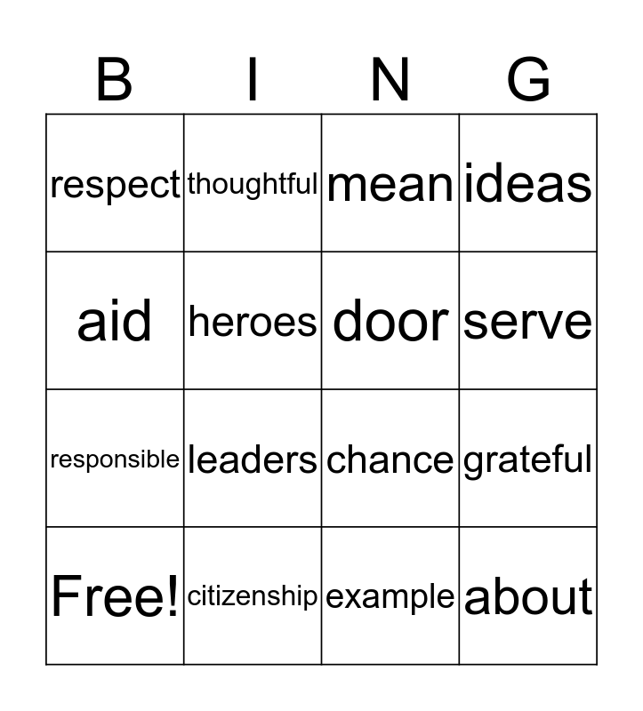 1st Grade Vocabulary Words Bingo Card 1st Grade Vocabulary Words Bingo Card