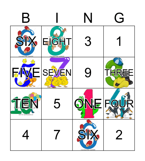 Numbers 1-10 Bingo Card