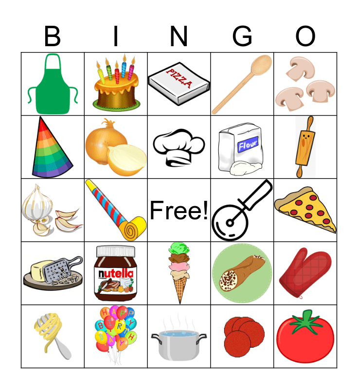 Italian Food Bingo Card