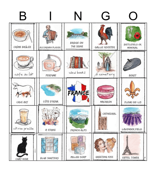 Paris Bingo Card