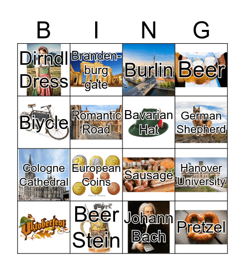Germany Picture Bingo Card