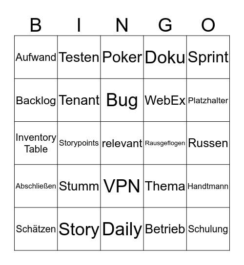 Hornet Scrum Bingo Card