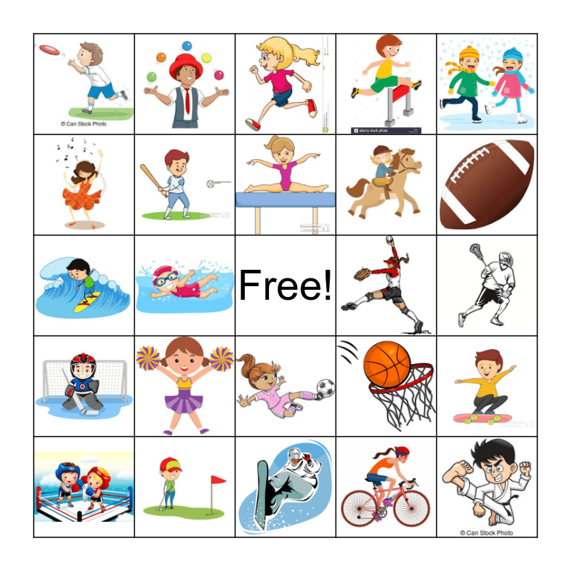 P.E. Bingo Card