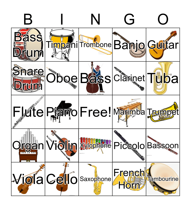 Instruments Bingo Card
