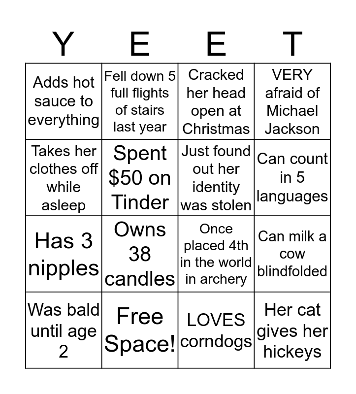 Active Bingo Bingo Card