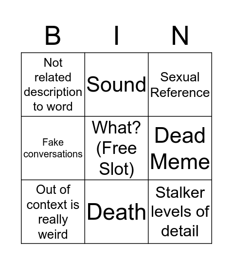 Urban Dictionary Bingo Card Urban Dictionary Bingo Card