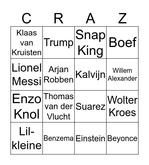 Famous Bingo Card