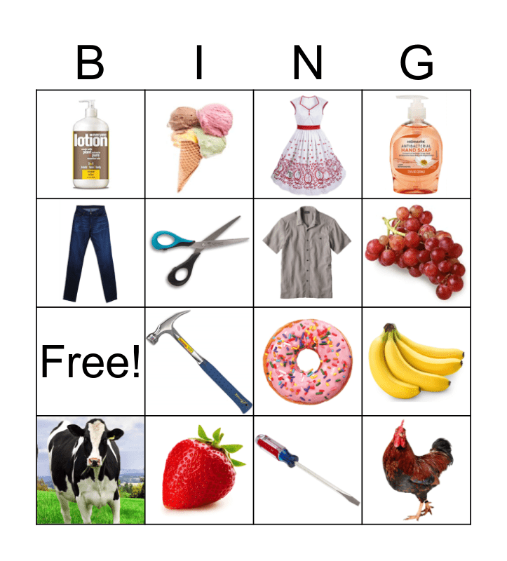 Categories Bingo Card