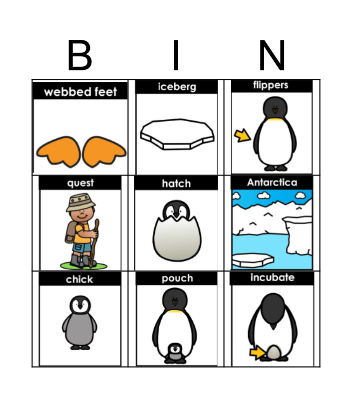 Penguin Bingo Card