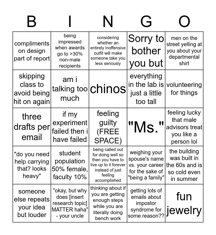 women in STEM bingo Card