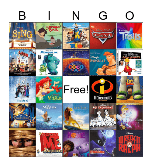 Disney Music Bingo! Bingo Card